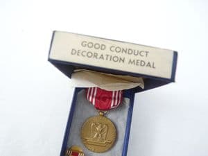 WW2 US Army Good Conduct Medal set in box of issue WW2 issue