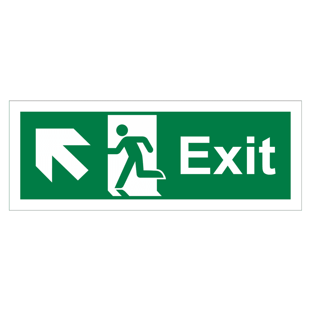 Exit Arrow Up Left Sign | Emergency Exit Sign | Bath Signs Digital