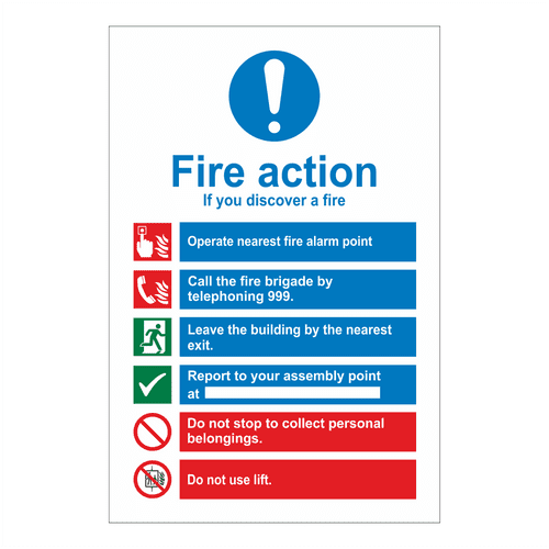 Fire Action If You Discover A Fire Sign | Fire Action Signs | Bath ...
