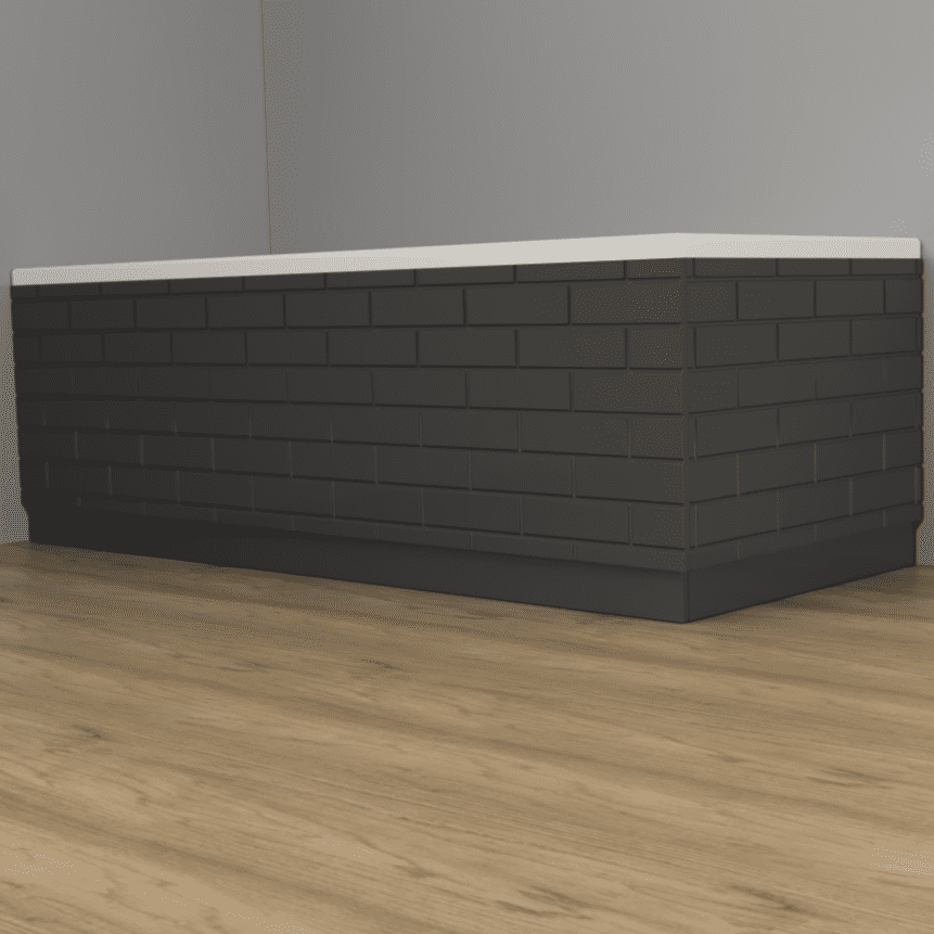 Brick Effect High Gloss Anthracite 2 Piece adjustable Bath Panels