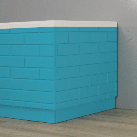 Brick Effect High Gloss Blue 2 Piece adjustable Bath Panels
