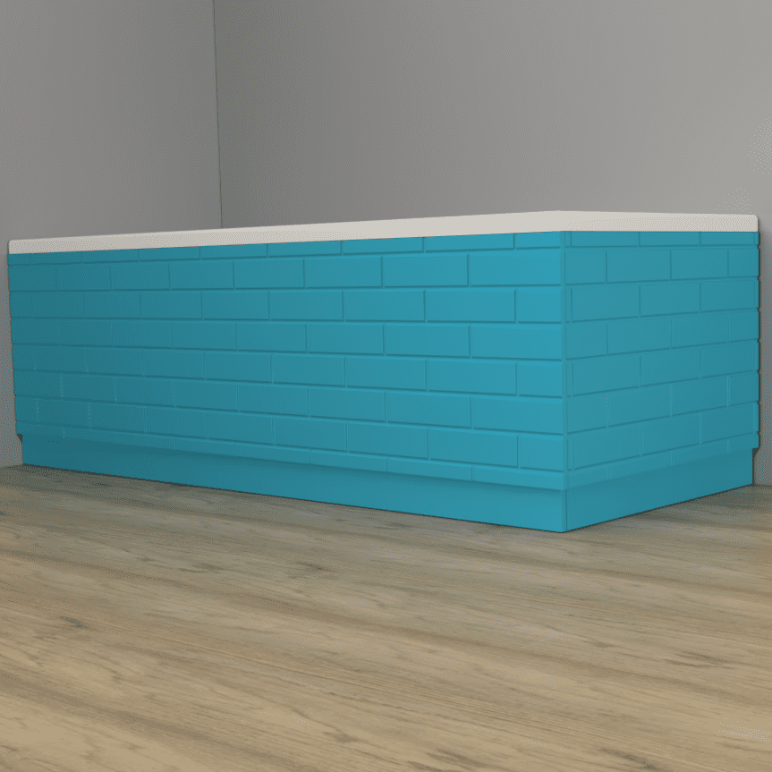 Brick Effect High Gloss Blue 2 Piece adjustable Bath Panels