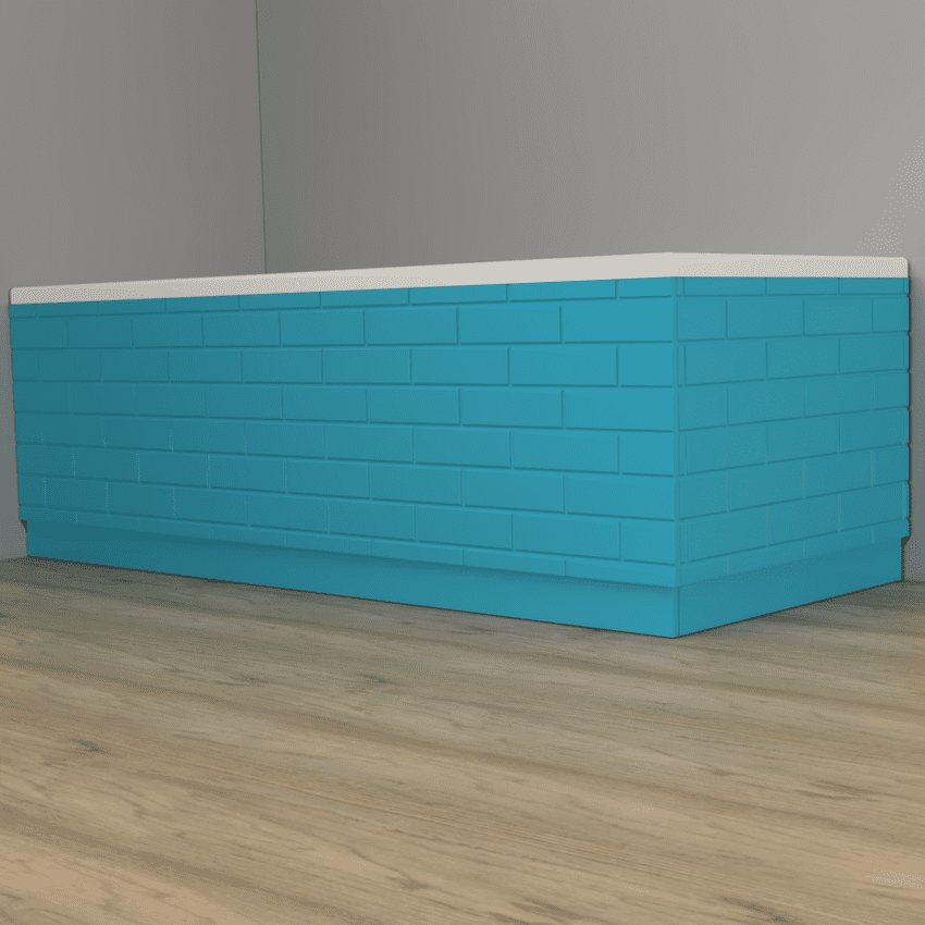 Brick Effect High Gloss Blue 2 Piece adjustable Bath Panels