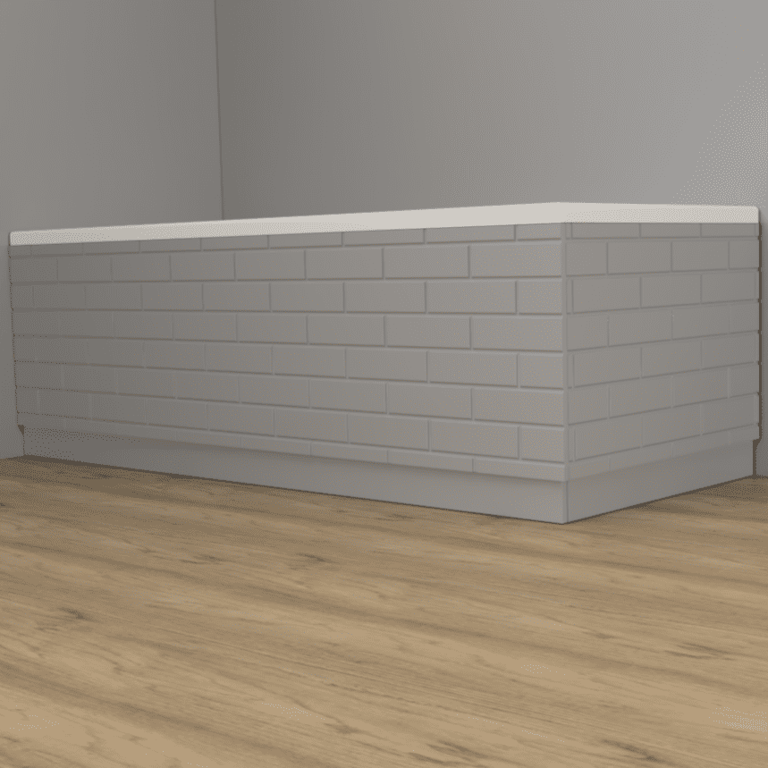 Brick Effect High Gloss Silver 2 Piece adjustable Bath Panels