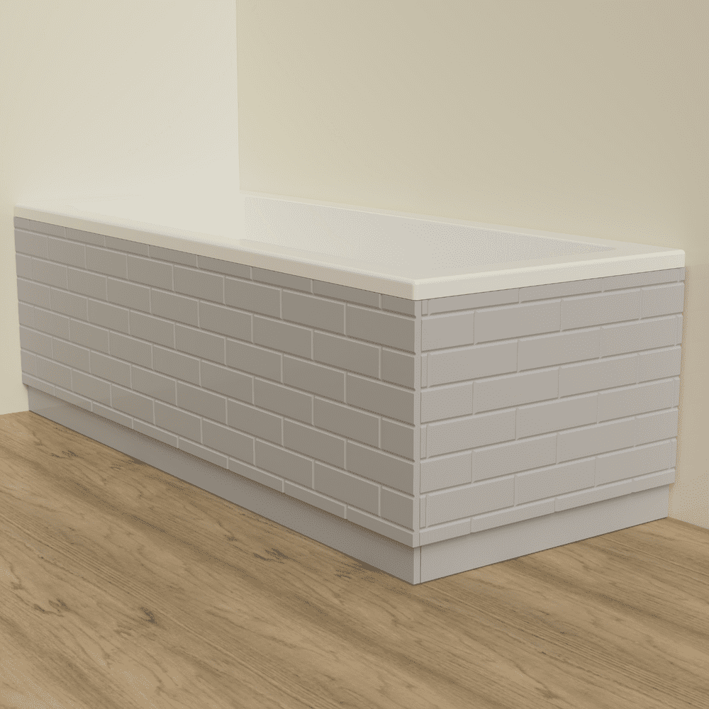 Brick Effect Light Grey Matt 2 Piece adjustable Bath Panels