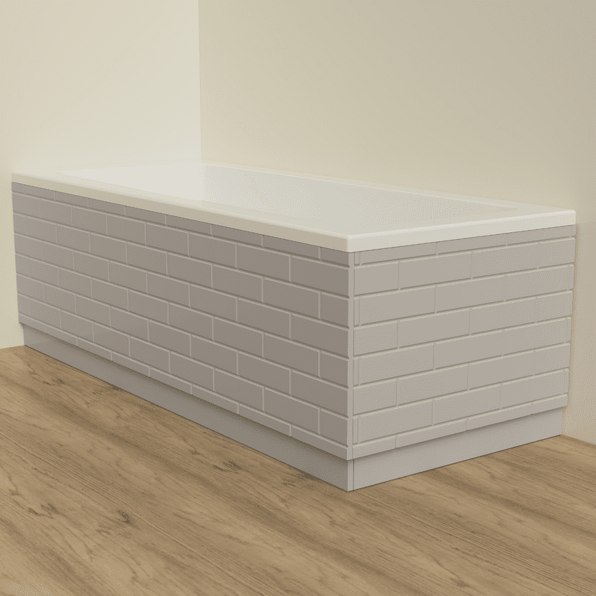 Brick Effect Light Grey Matt 2 Piece adjustable Bath Panels