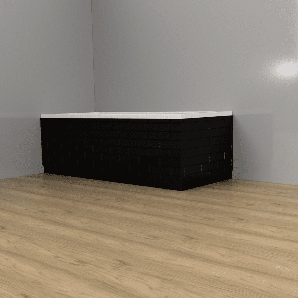 Brick Effect Matt Black 2 Piece adjustable Bath Panels