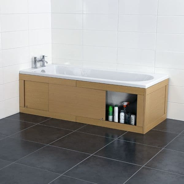 Croydex Unfold N Fit Light Wood Bath Panel with Lockable Storage Light Oak