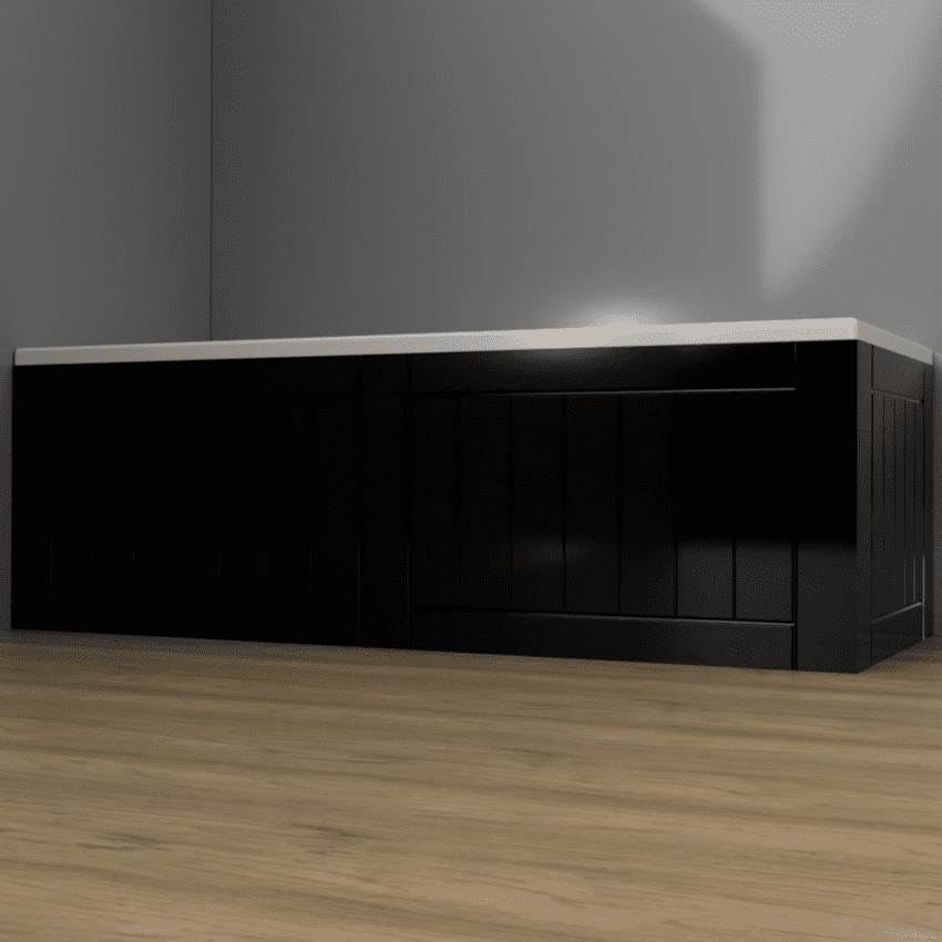 Farmhouse Shaker Style High Gloss Black 1 Piece Bath Panels