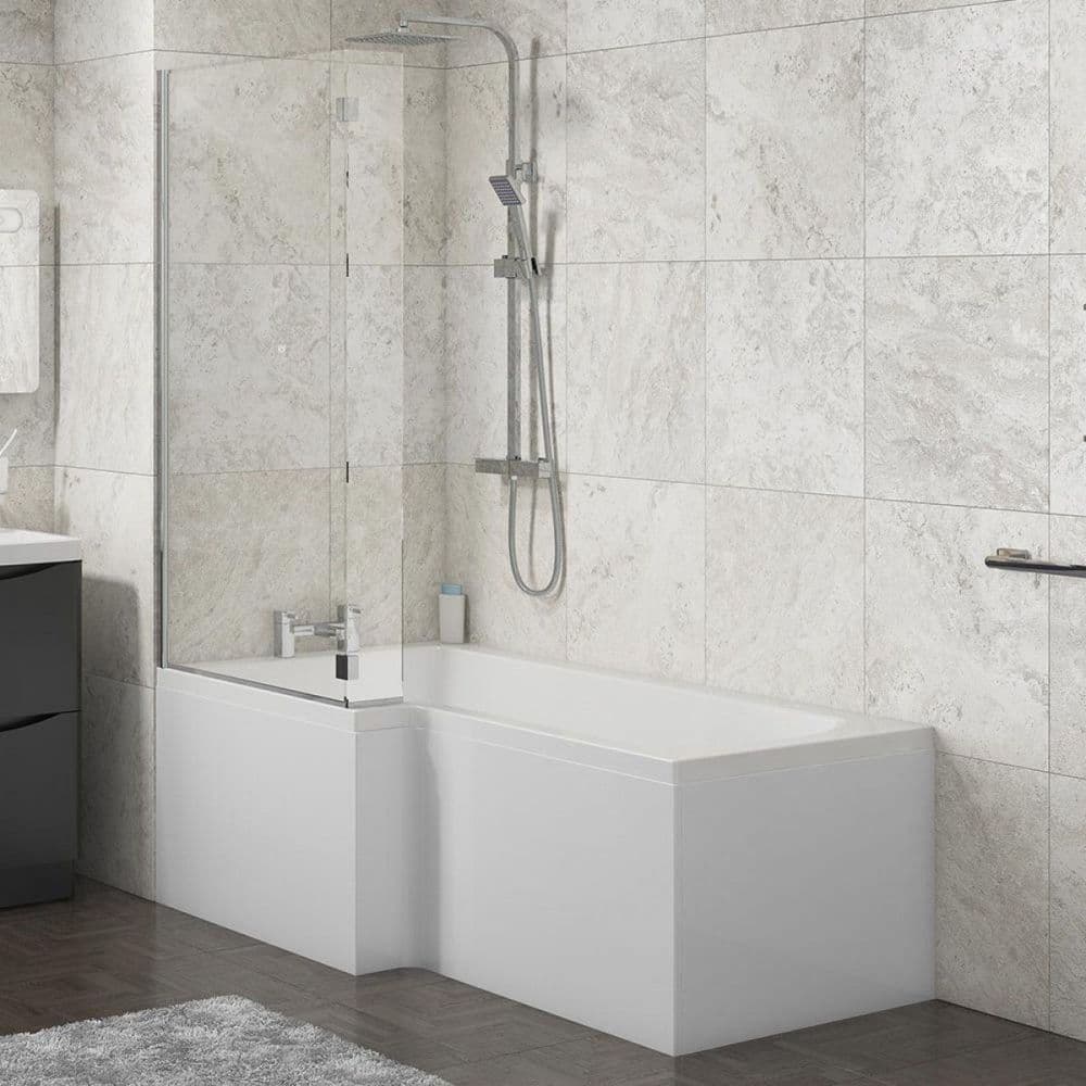 L Shape Shower Bath Panels High Gloss White