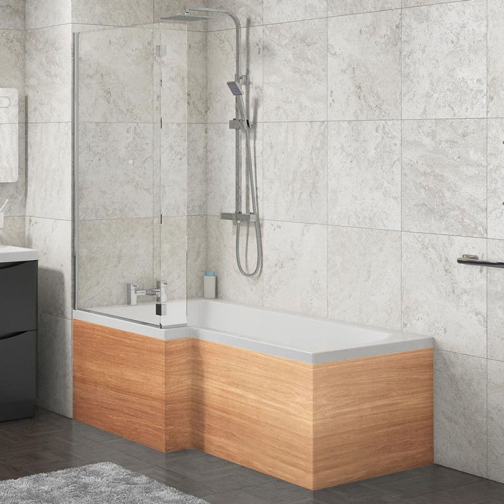 L Shape Shower Bath Panels Pippy Oak