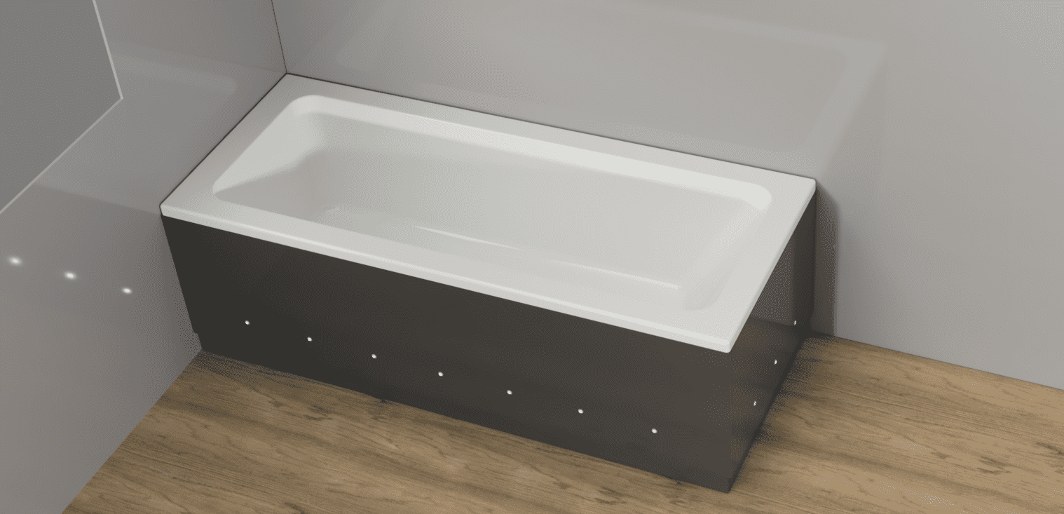 Luxury Antracite 2 Piece adjustable Bath Panels with LED Lights