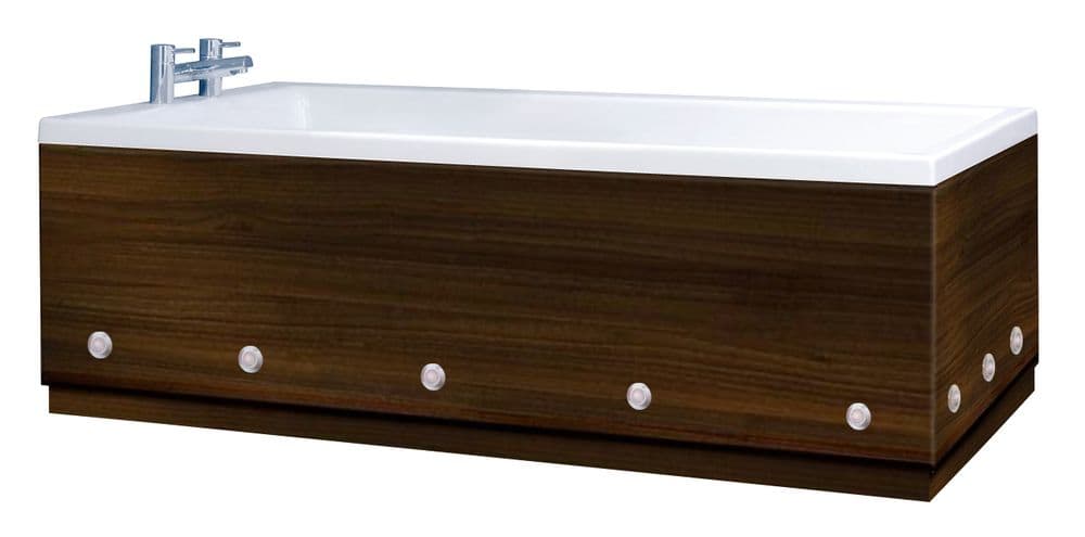 Luxury LED Illuminated High Gloss Walnut 2 Piece adjustable Bath Panels