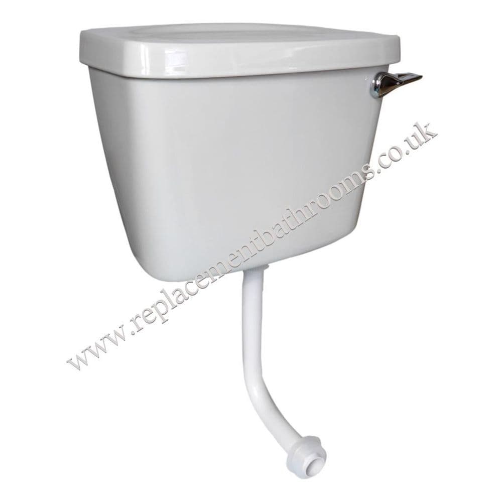 Compact LOW LEVEL WC toilet cistern white bottom inlet