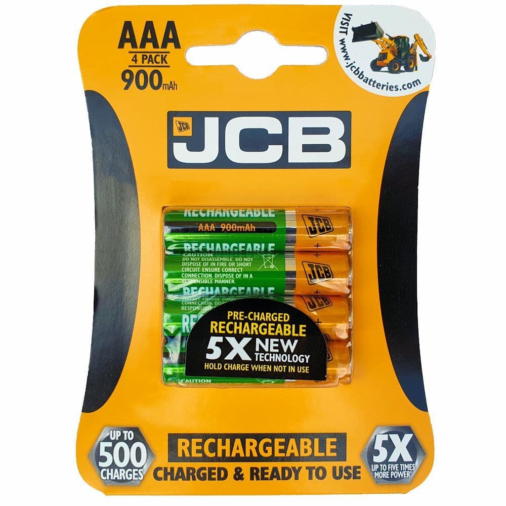 JCB AAA 900mAh 1.2V NiMH Rechargeable Batteries | Battery Buddy
