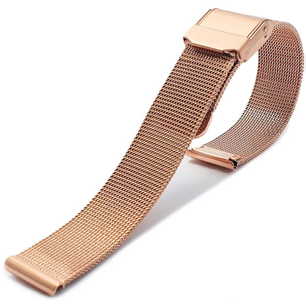 Rose Gold Fine Mesh Watch Strap Bracelet Size 14mm-22mm | Battery Buddy