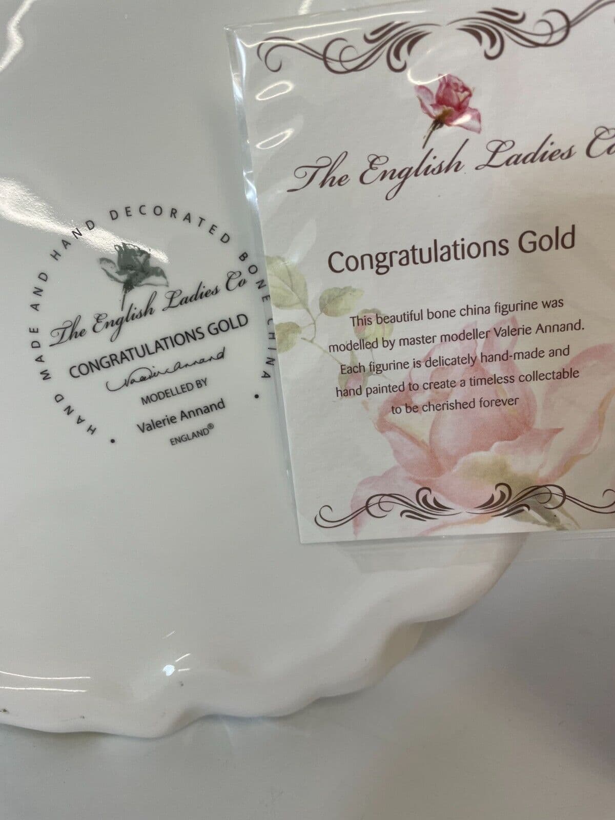 English Ladies Congratulations Gold Figurine