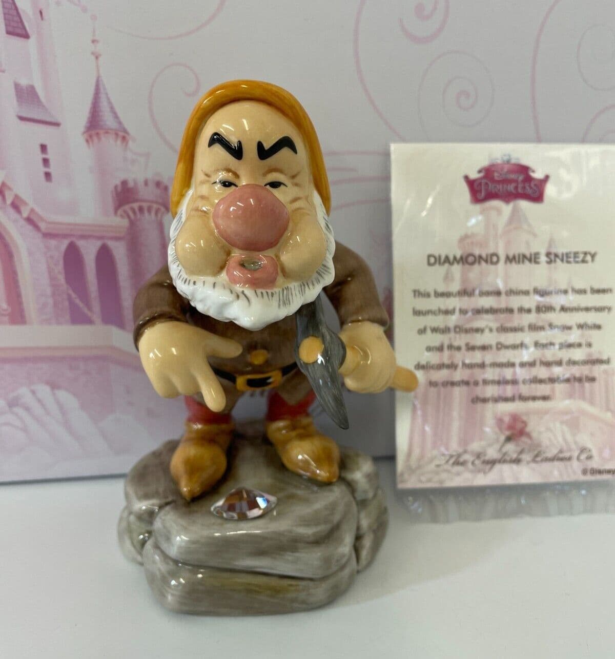 English Ladies Disney Snow White Diamond Mine Sneezy Dwarf Figurine