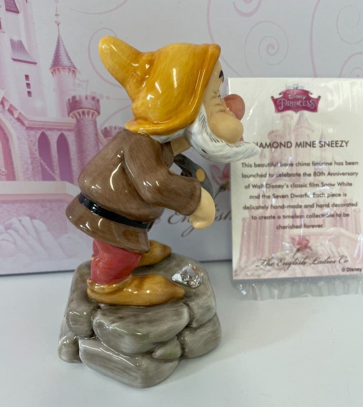 English Ladies Disney Snow White Diamond Mine Sneezy Dwarf Figurine