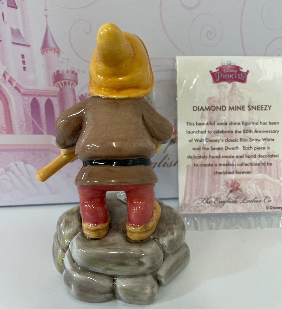 English Ladies Disney Snow White Diamond Mine Sneezy Dwarf Figurine