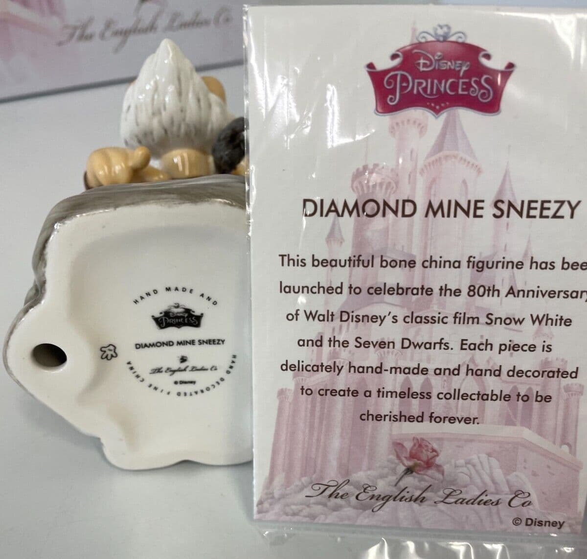 English Ladies Disney Snow White Diamond Mine Sneezy Dwarf Figurine
