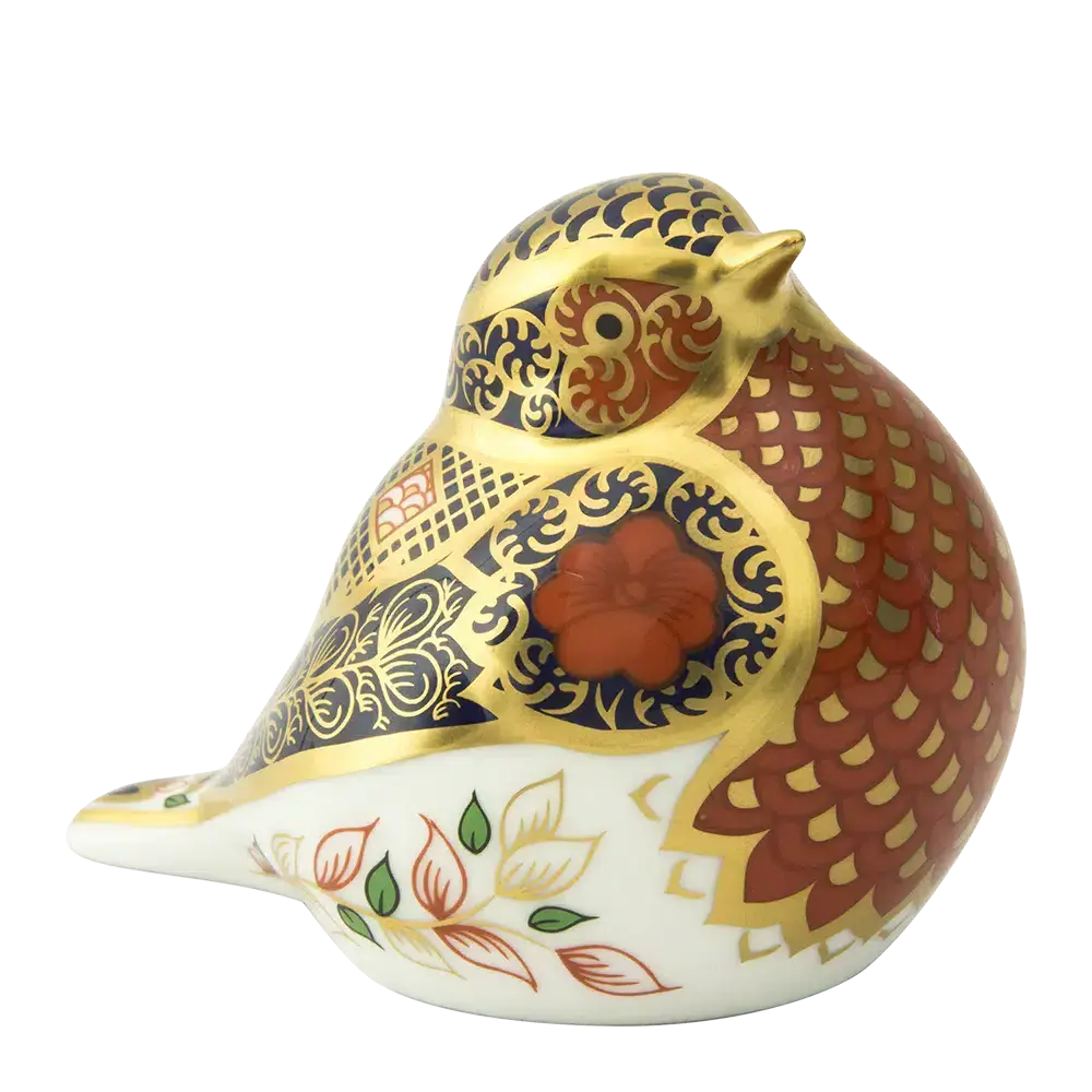 Royal Crown Derby Imari Solid Gold Band Robin Paperweight