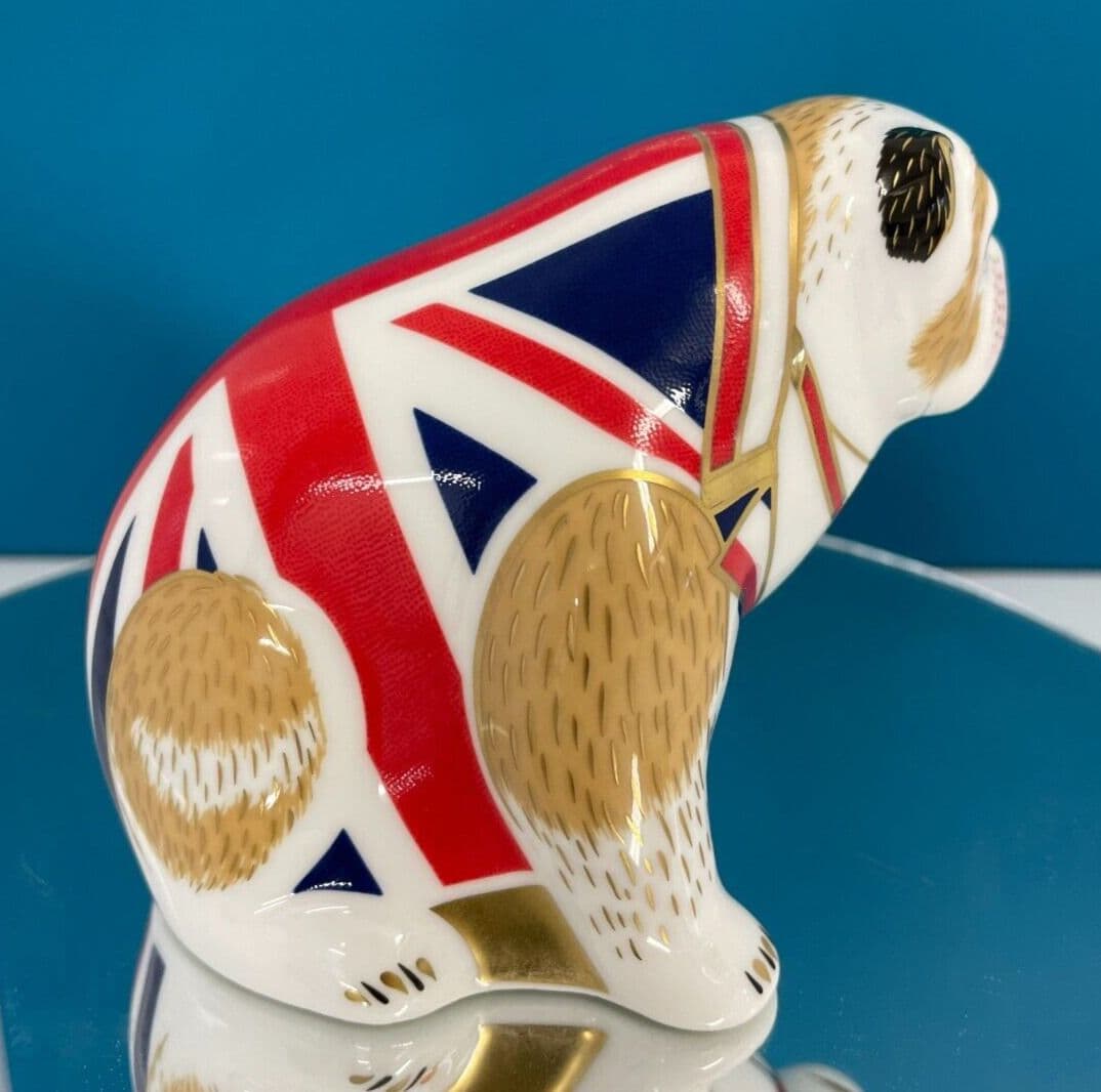 Royal Crown Derby Union Jack Bulldog Paperweight