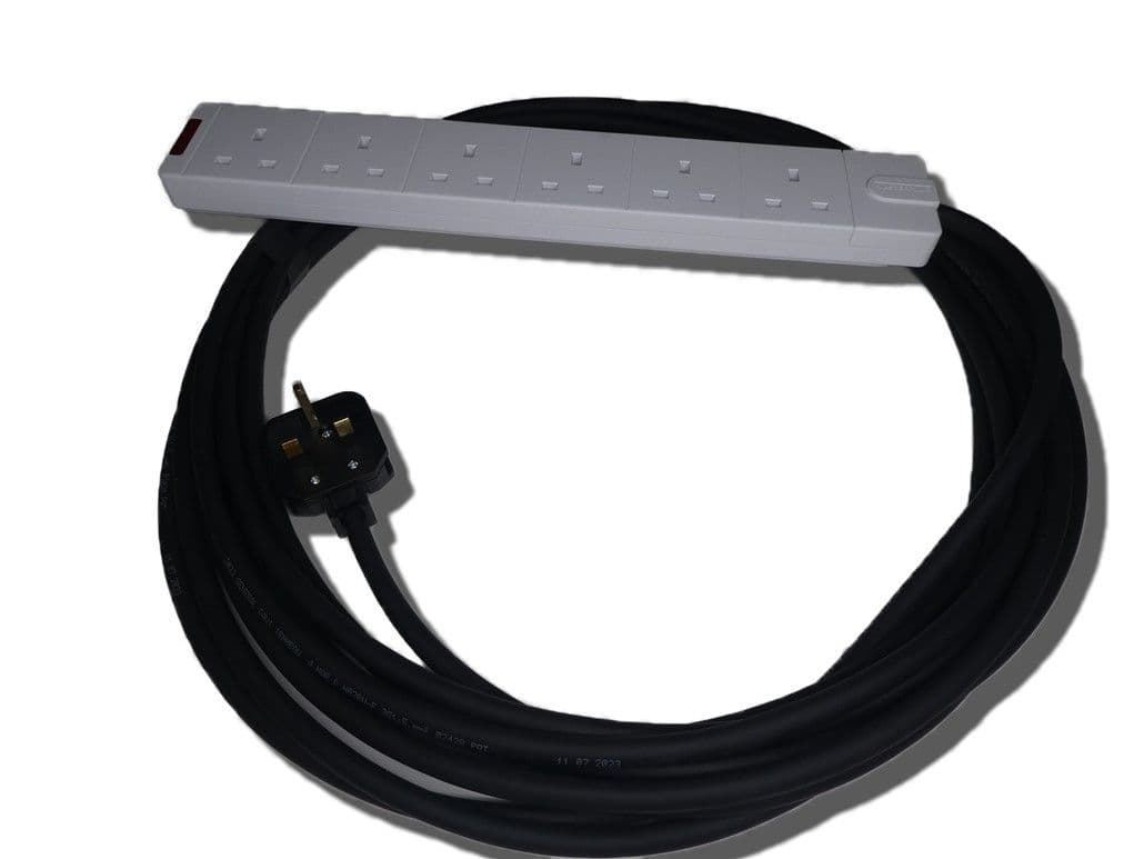 10m heavy duty six way 13amp extension lead