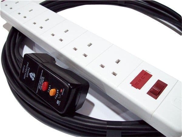 12m six way RCD protected heavy duty extension lead