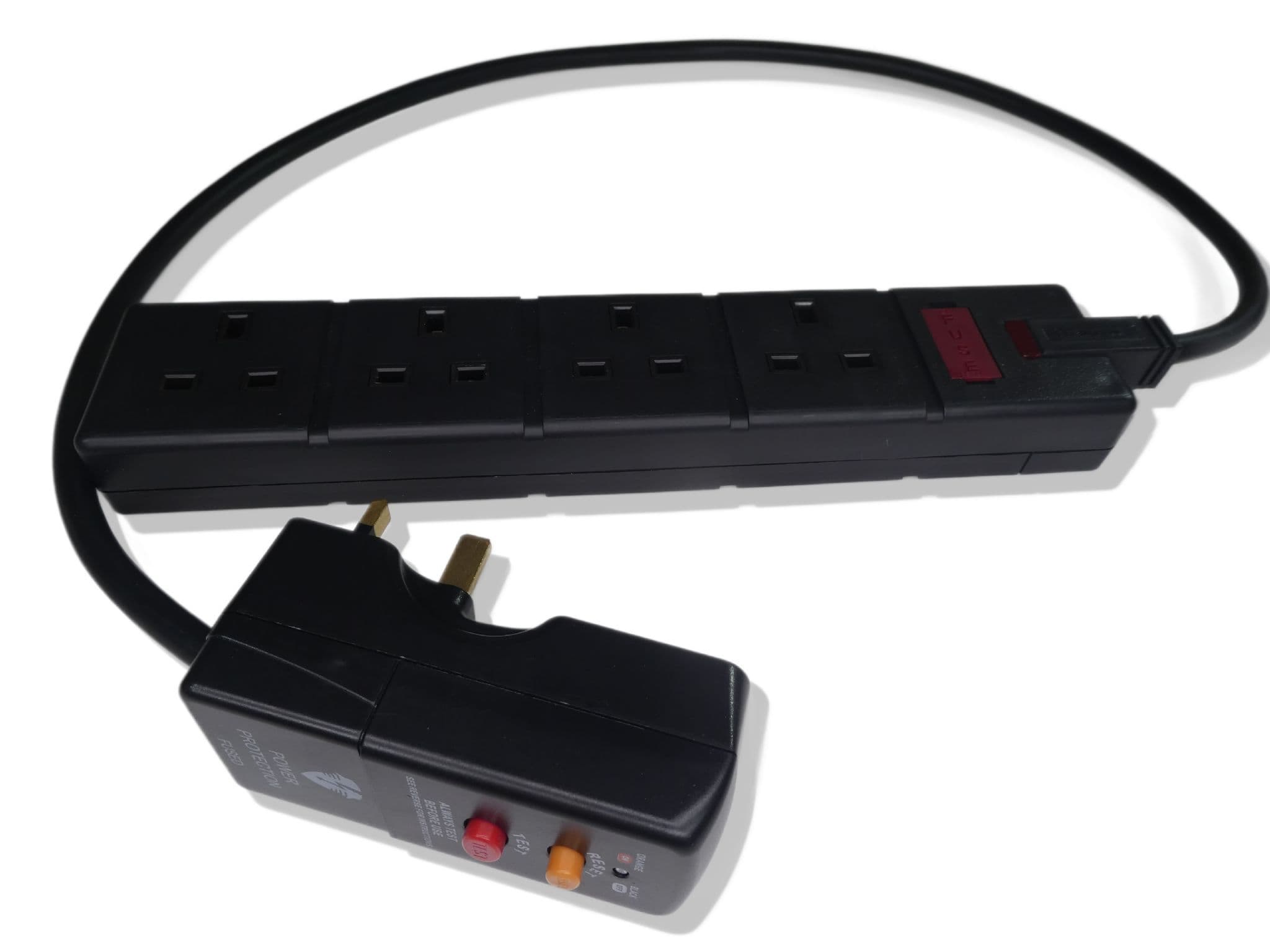 1m RCD protected 4 gang socket heavy duty extension lead