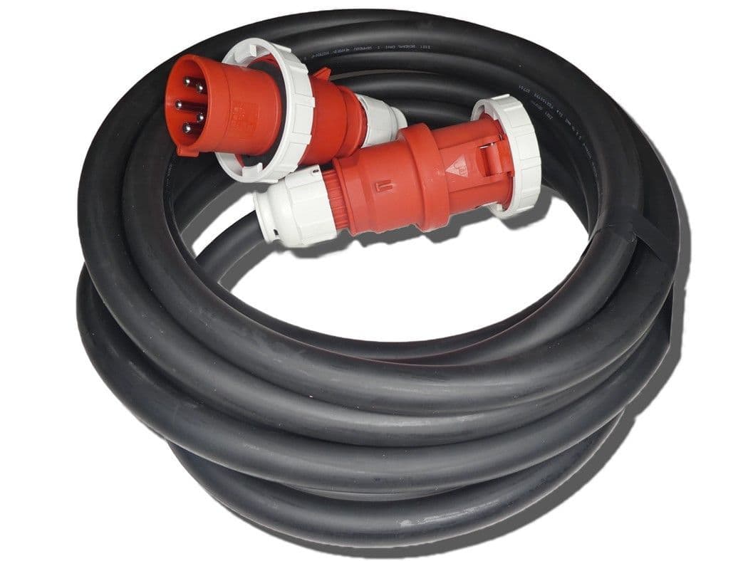 20m 400v 3 phase 5 pin 63a extension lead 16mm H07 cable IP67 Rated