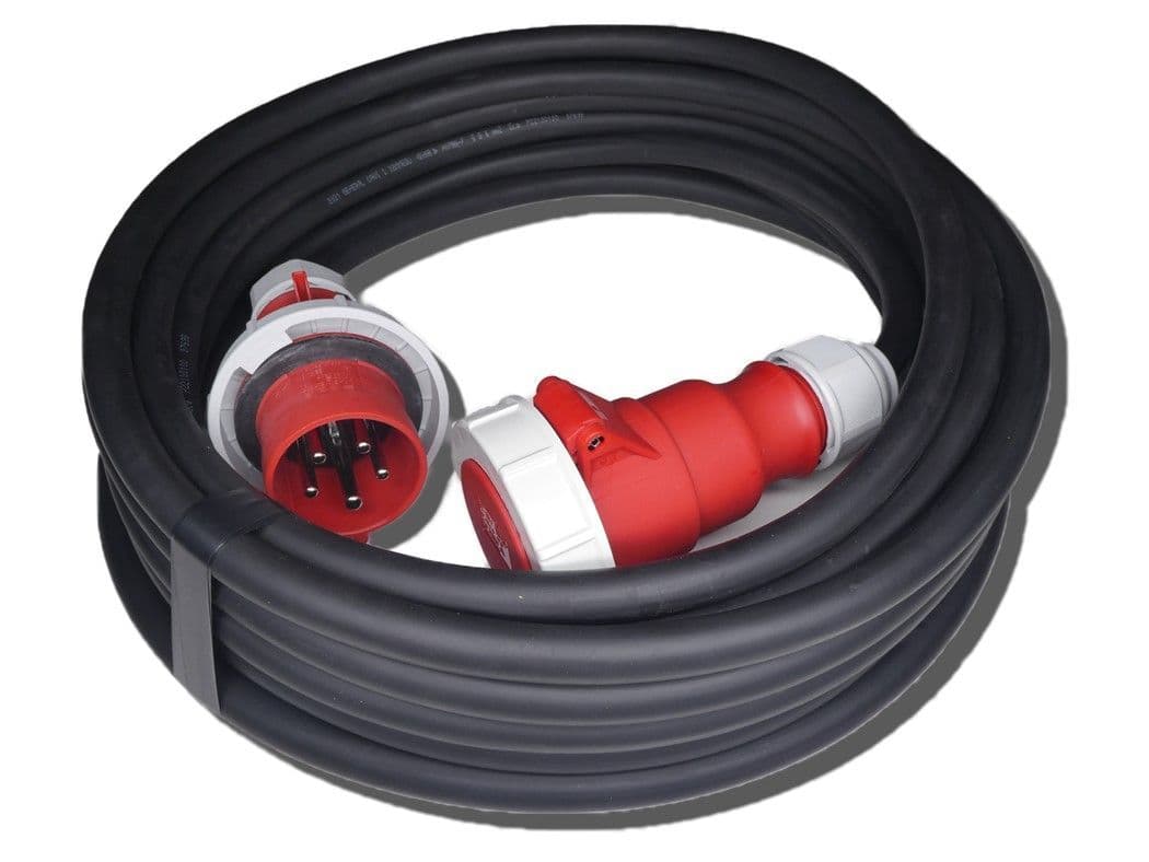 40m 415v 3 phase 5 pin 32a extension lead 6mm H07 cable IP67 Rated