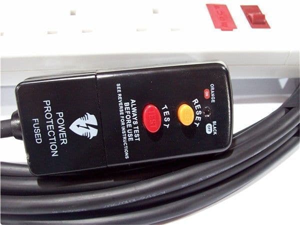 5m six way RCD protected heavy duty extension lead