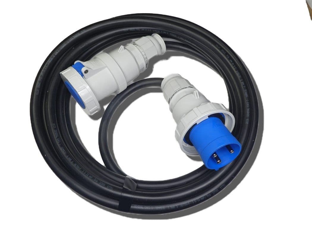 6m 230v 3 pin 63a extension lead 16mm H07 cable IP67 Rated