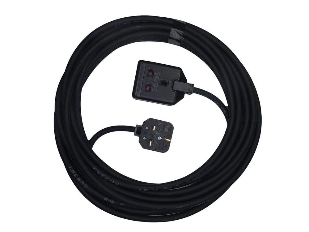 7m single socket heavy duty 13amp black extension lead