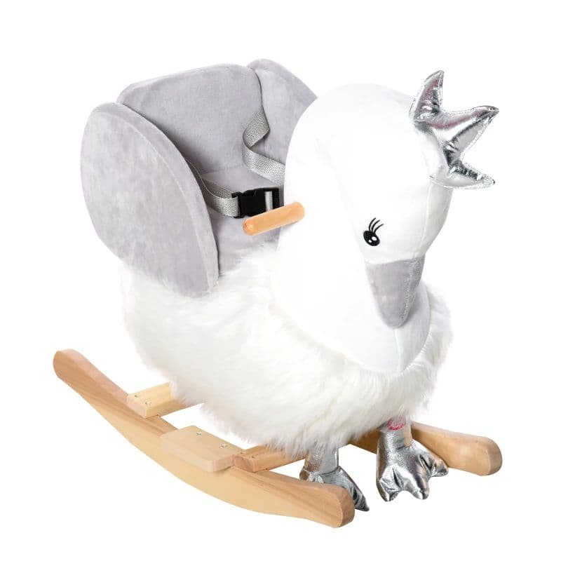 Kids Plush Swan Rocker With Safety Harness