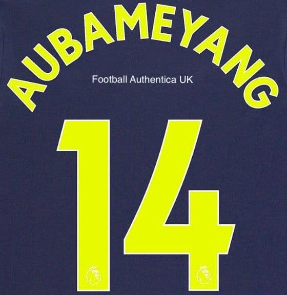 2019-20 Arsenal Third Shirt AUBAMEYANG 14 Official Football Name Number Set