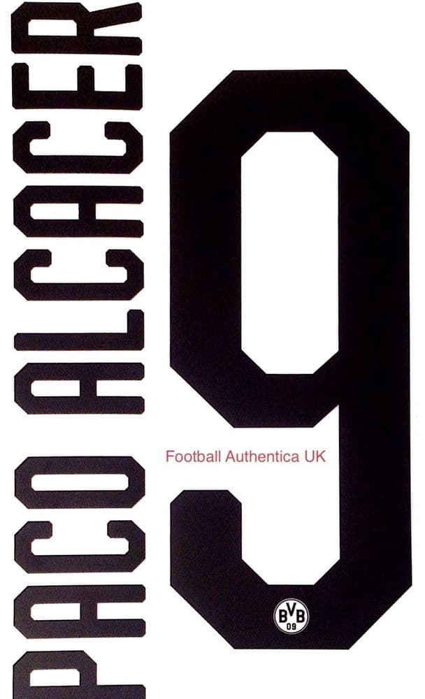 2019-20 Dortmund Home Shirt PACO ALCACER 9 Official Avery Dennison Name ...