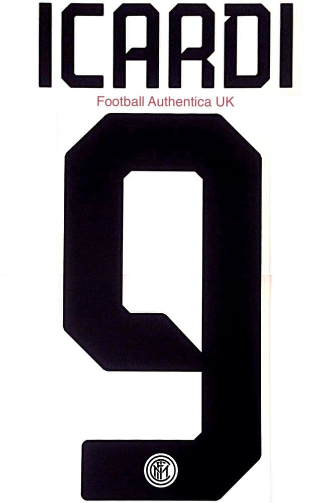 2019-20 Inter Milan ICARDI 9 Away Shirt Official Stilscreen Name Number Set