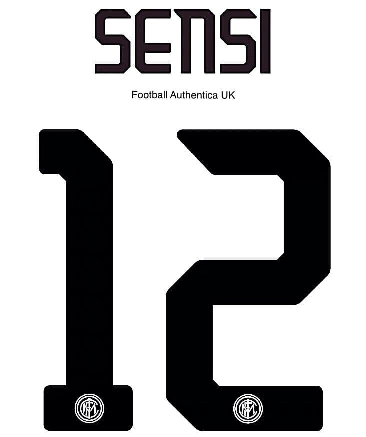 2019-20 Inter Milan SENSI 12 Away Shirt Official Stilscreen Name Number Set