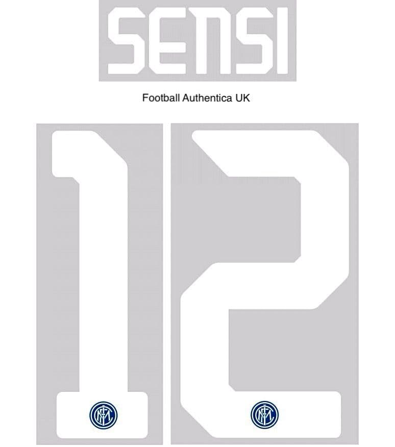 2019-20 Inter Milan SENSI 12 Home Shirt Official Stilscreen Name Number Set