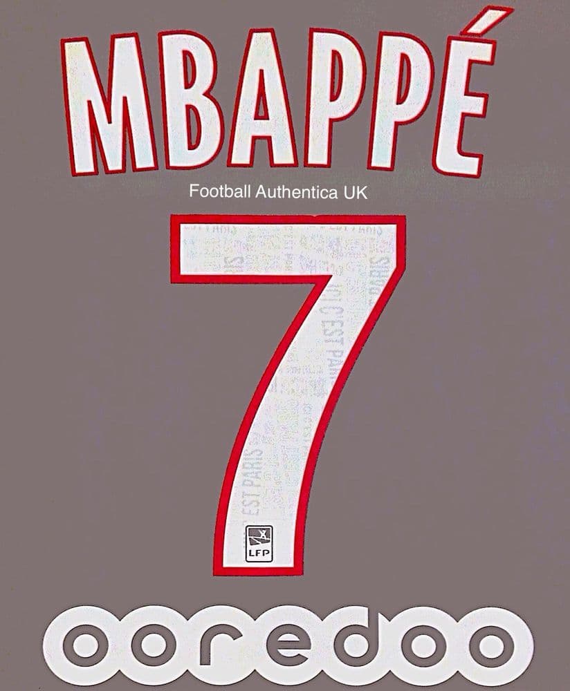 2019-20 PSG Paris MBAPPE 7 Home & Fourth Shirt Official MonBlason Name ...