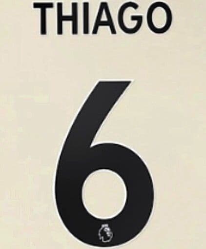 2020-21/22 Liverpool Away Shirt THIAGO 6 Official Football Name Number Set