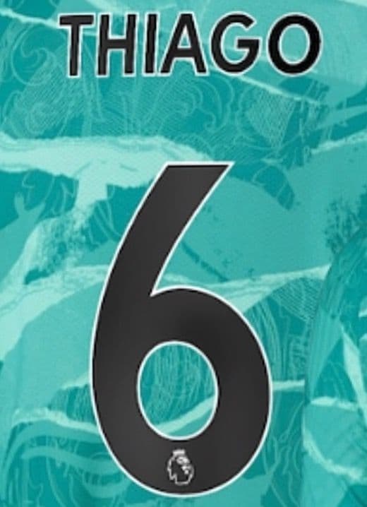 2020-21/22 Liverpool Away Shirt THIAGO 6 Official Football Name Number Set