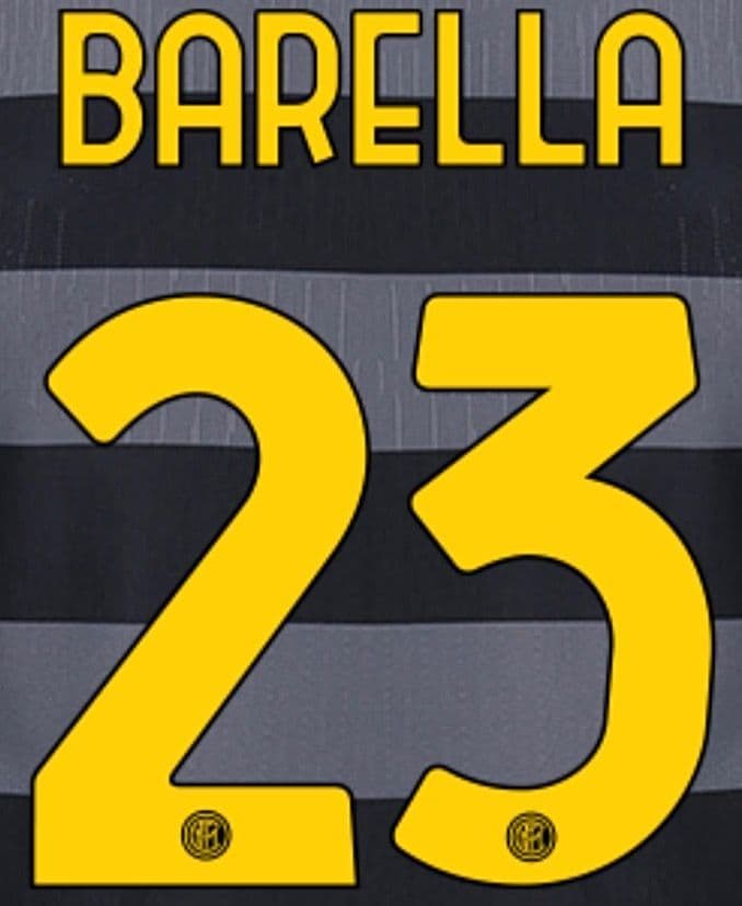 2020-21 Inter Milan Third Shirt BARELLA 23 Official Stilscreen Name ...
