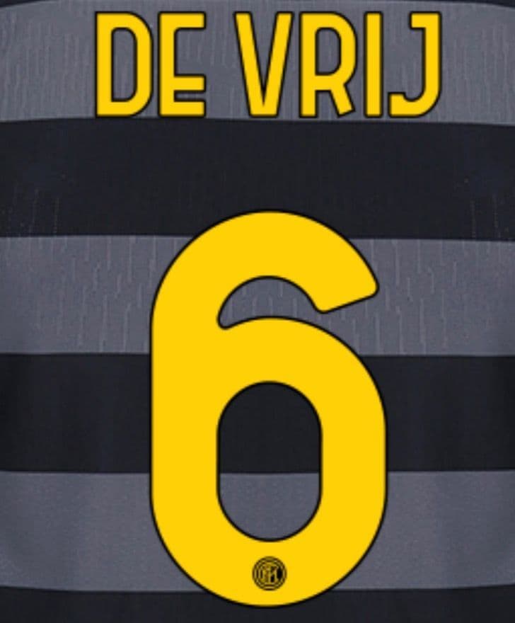 2020-21 Inter Milan Third Shirt DE VRIJ 6 Official Stilscreen Name ...