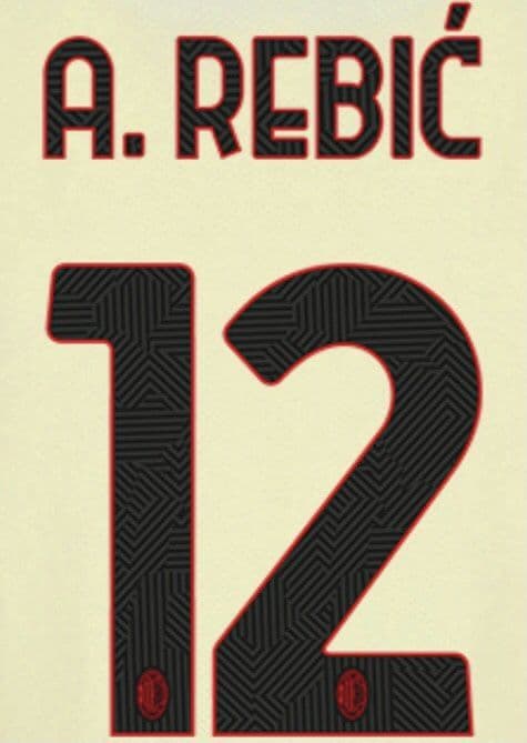 2021-22 AC Milan Away Shirt REBIC 12 Official Stilscreen Name Number Set