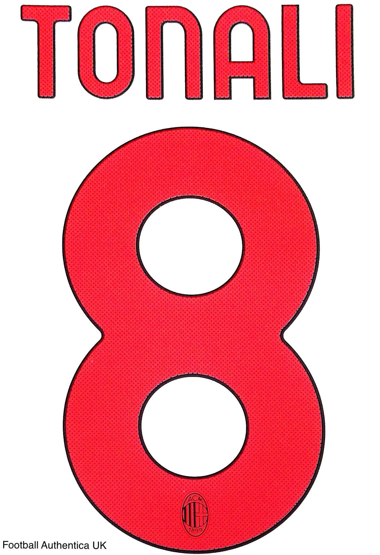 2021-22 AC Milan Third Shirt TONALI 8 Official Stilscreen Name Number Set