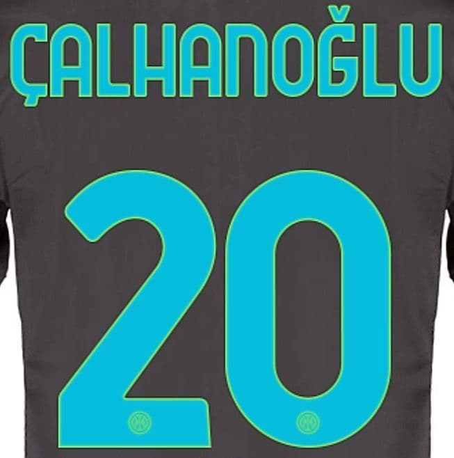 2021-22 Inter Milan Third Shirt CALHANOGLU 20 Official Stilscreen Name ...