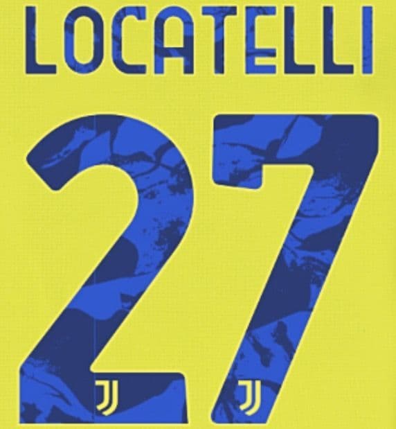 2021-22 Juventus LOCATELLI 27 Third Shirt Official DekoGraphics Name ...